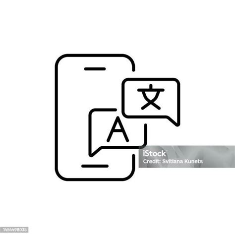 전화선 아이콘입니다 알림 말풍선 Sms 계산기 카메라 번역기 팝업 통신 채팅 대화 통신 개념입니다 흰색 배경에 벡터 검은 선 아이콘 개념에 대한 스톡 벡터 아트 및 기타