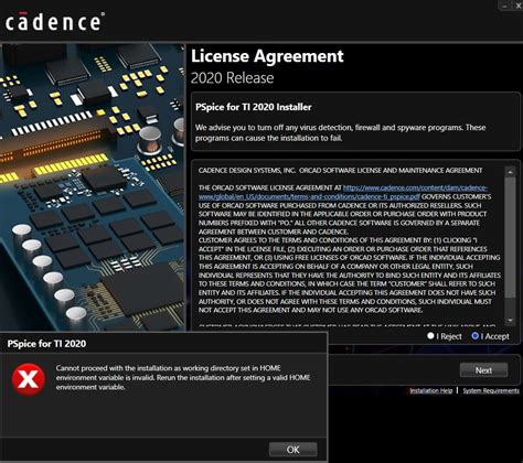 Pspice For Ti Cant Install The Software How Can I Set A Valid Home