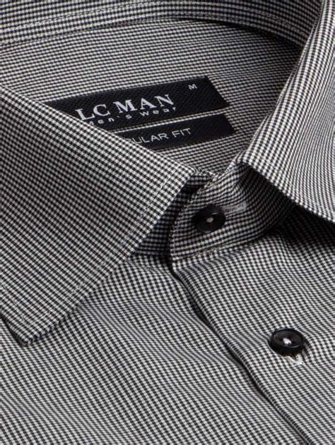 پیراهن مردانه چهارخانه ریز مشکی آستین بلند ال سی من 8 فروشگاه