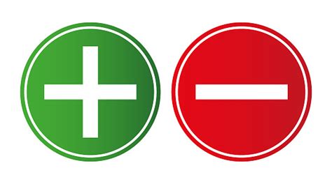 플러스와 마이너스 라운드 아이콘 벡터 일러스트 레이 션 개념 기호에 대한 스톡 벡터 아트 및 기타 이미지 개념 기호 긍정적인 감정 표현 누름 버튼 Istock