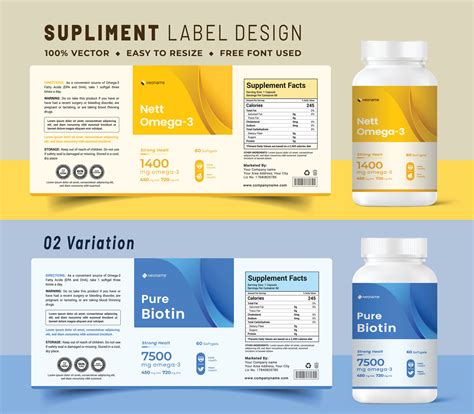 Multi Vitamin Label Sticker Design And Natural Food Supplement Banner Packaging Bottle Jar