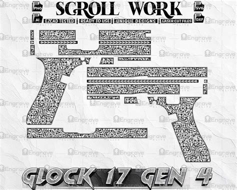 Personalized Glock17 Gen4 Gun Scroll Pattern Laser Engraving Design Firearms Scroll Pattern Svg