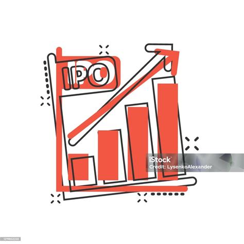 만화 스타일의 차트 그래프 아이콘입니다 화살표는 흰색 고립 된 배경에 만화 벡터 그림을 성장 분석 스플래시 효과 비즈니스 개념입니다 Launch Party에 대한 스톡 벡터