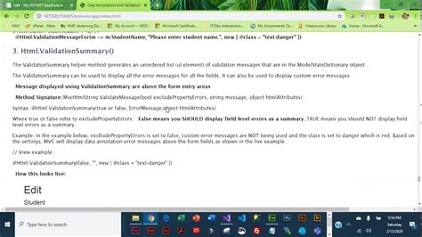 Mvc5 Validation Htmlhelpers Youtube