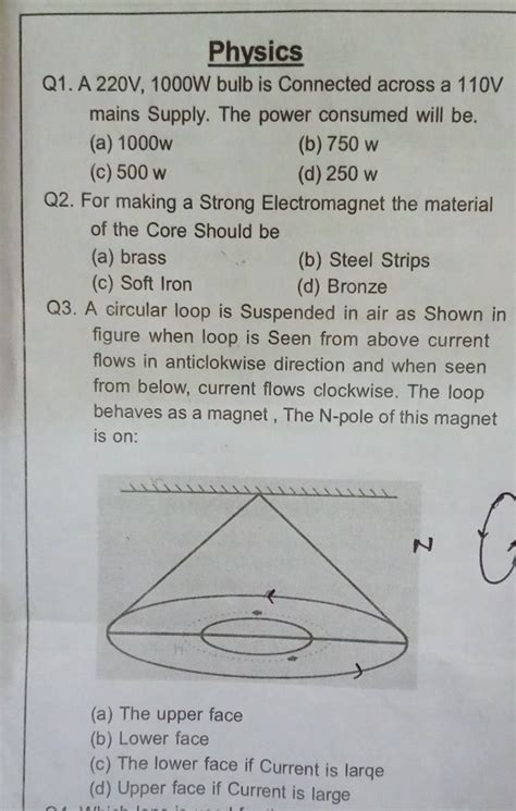 Q3 A Circular Loop Is Suspended In Air As Shown In Figure When Loop Is S