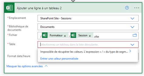 insérer une ligne dans un tableau avec adresse et nom dynamiques