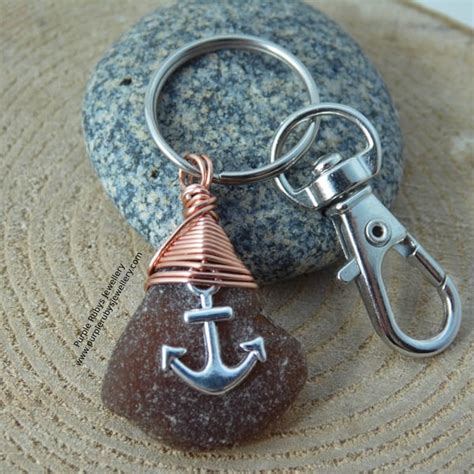 Amber Cornish Sea Glass With Anchor Charm Bag C Folksy
