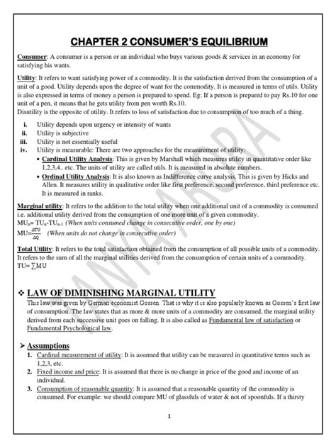 Consumer Equilibrium Pdf Utility Economic Equilibrium
