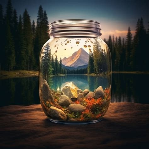 Glass Jar With Nature Landscape Reflection In It By Coolarts223 On
