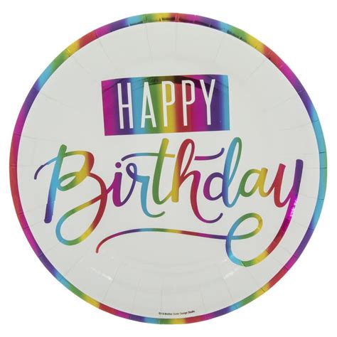 Rainbow Foil Happy Birthday Paper Plates Large Hobby Lobby