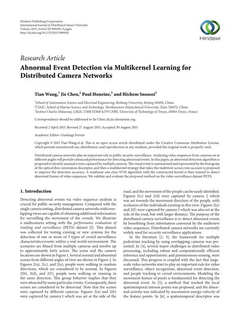 pdf abnormal event detection via multikernel learning for distributed