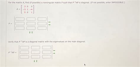 solved for the matrix a ﻿find if possible ﻿a nonsingular