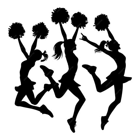 Premium Vector Group Of Cheerleaders In Action Silhouette Vector