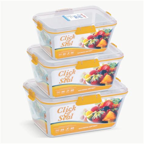 Rectangle Food Storage Container 3pcs Set Glory Plastic Houseware Store