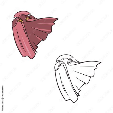 Cape Drawing Hand Drawn Cartoon Outline Color Simple Easy To