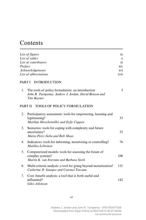 Pdf The Tools Of Policy Formulation Contents