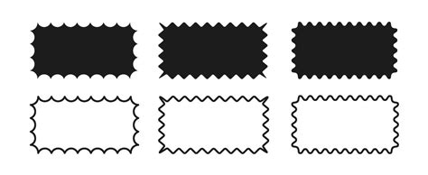 Set Of Rectangular Frames With Wavy Edges Rectangular Linear Shapes With Zigzag Borders