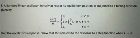 Solved A Damped Linear Oscillator Initially At Rest At Its