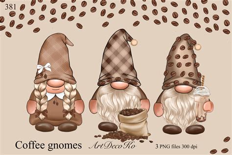 Coffee Gnomes Watercolor Png Clipart Graphic By Artdekoco · Creative