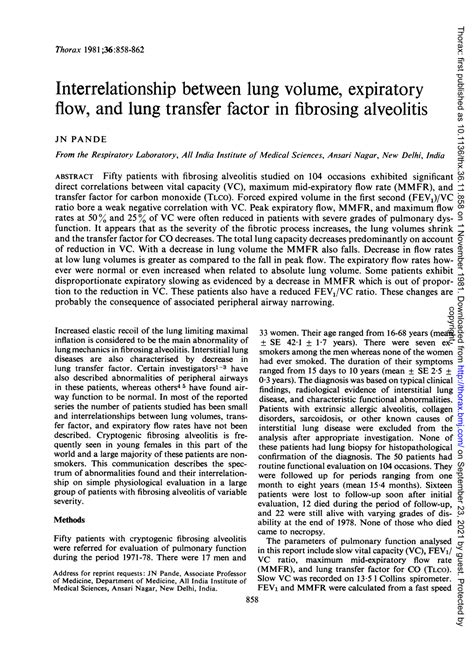 Interrelationship Between Lung Volume Expiratory Flow And Lung