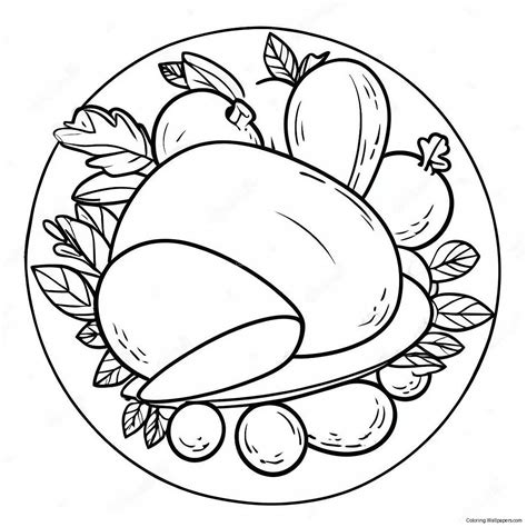Thanksgiving Plate Full Of Delicious Food Coloring Page 68224 53996