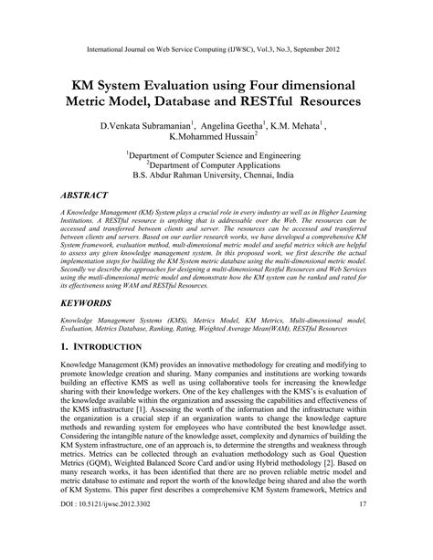 Km System Evaluation Using Four Dimensional Metric Model Database And