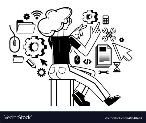 Woman Technician Computer Engineer Repairing Pc Vector Image
