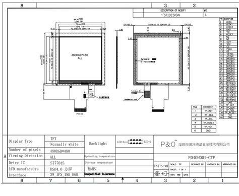 polcd 3 97 inch 4 square lcd display 480x480 ips all view angle rgb