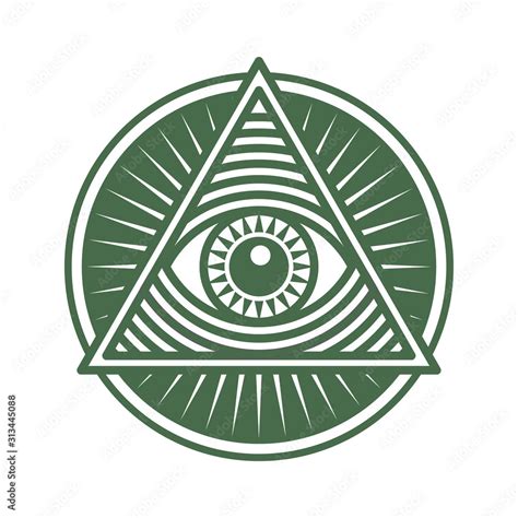 Vector Icon Human World Eye In Engraved Style One Global Color Illuminati Logo World Order