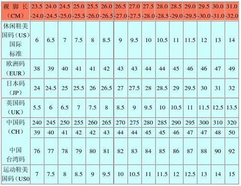 225鞋码对照表 图库 五毛网