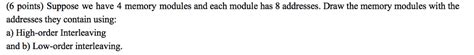 solved 6 points suppose we have 4 memory modules and each