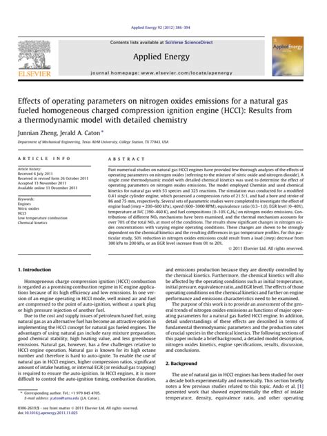 Effects Of Operating Parameters On Nitrogen Oxides Emissions For A Natural Gas Download Free