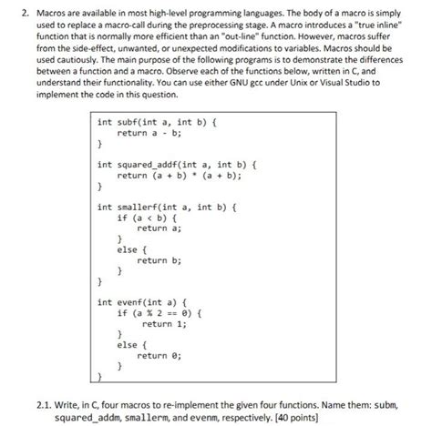 Solved 2 Macros Are Available In Most High Level