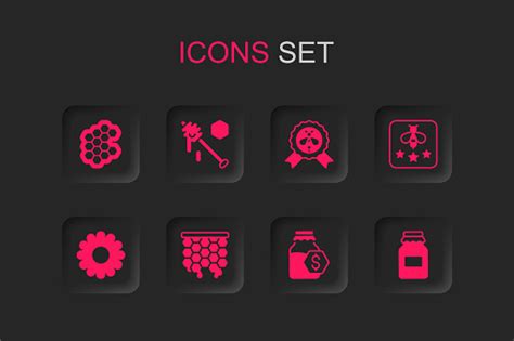 벌집 디퍼 스틱 꿀 항아리에 판매 유형 꿀벌 항아리 베스트 및 꽃 아이콘을 설정합니다 벡터 1위에 대한 스톡 벡터 아트 및 기타 이미지 Istock