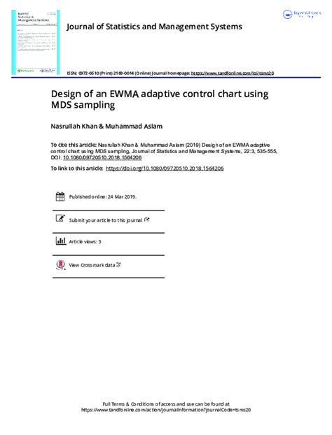Pdf Design Of An Ewma Adaptive Control Chart Using Mds Sampling