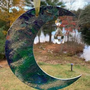 Crescent Moon Acrylic Wall Art Moon Hanging Art Celestial Hanging Wall