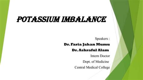 Presentation About Potassium Imbalance With Causesmanagement Types Pptx