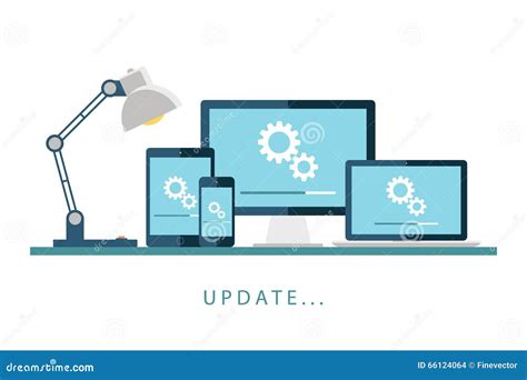 Desktop Computer Laptop Tablet And Smartphone With Update Screen Stock Vector Illustration