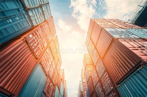 The Towering Stacks Of Containers In A Busy Container Yard Demonstrate The Vast Scale Of