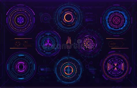 Futuristic Circular Digital Hud Or Sci Fi Elements Stock Vector Illustration Of Element Panel