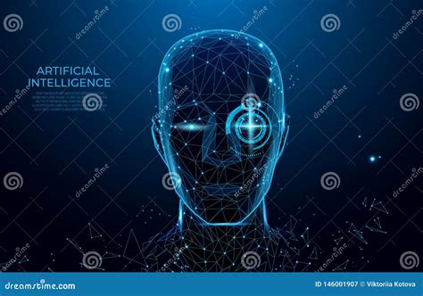 Robot Biometric Identification Or Facial Recognition System Concept