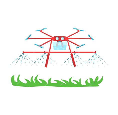 Premium Vector Red Agricultural Drone Spraying Crops Field Smart