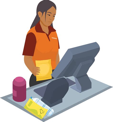 Woman Girl At Billing Counter Supermarket Checkout Counter Concept