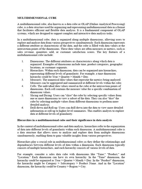 Multidimensional Cube Pdf Computing Data Management