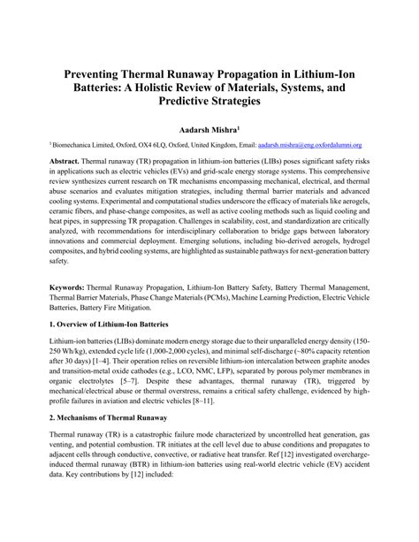 Pdf Preventing Thermal Runaway Propagation In Lithium Ion Batteries