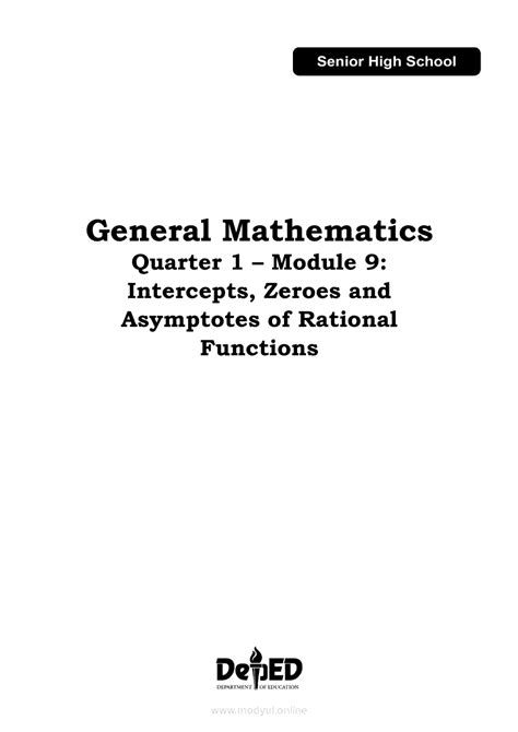 General Mathematics Module 10 Solving Real Life Problems Involving Rational Functions