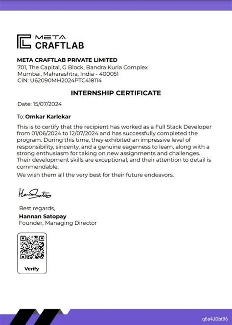 Omkar Karlekar On Linkedin Fullstack Learning Internship Growing