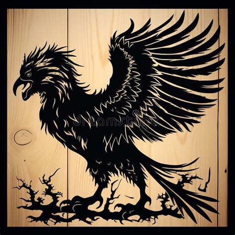 Werewolf Silhouette Wood Block Printing Easy Line Art Stencil Stock