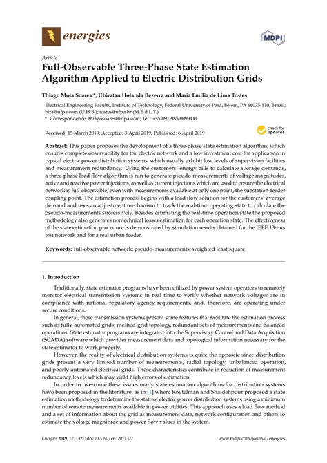 Pdf Full Observable Three Phase State Estimation Algorithm Applied To