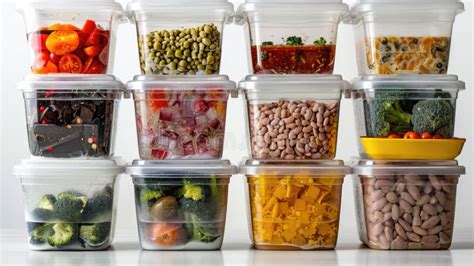 Assorted Food Containers With Different Types Of Food Ideal For Food